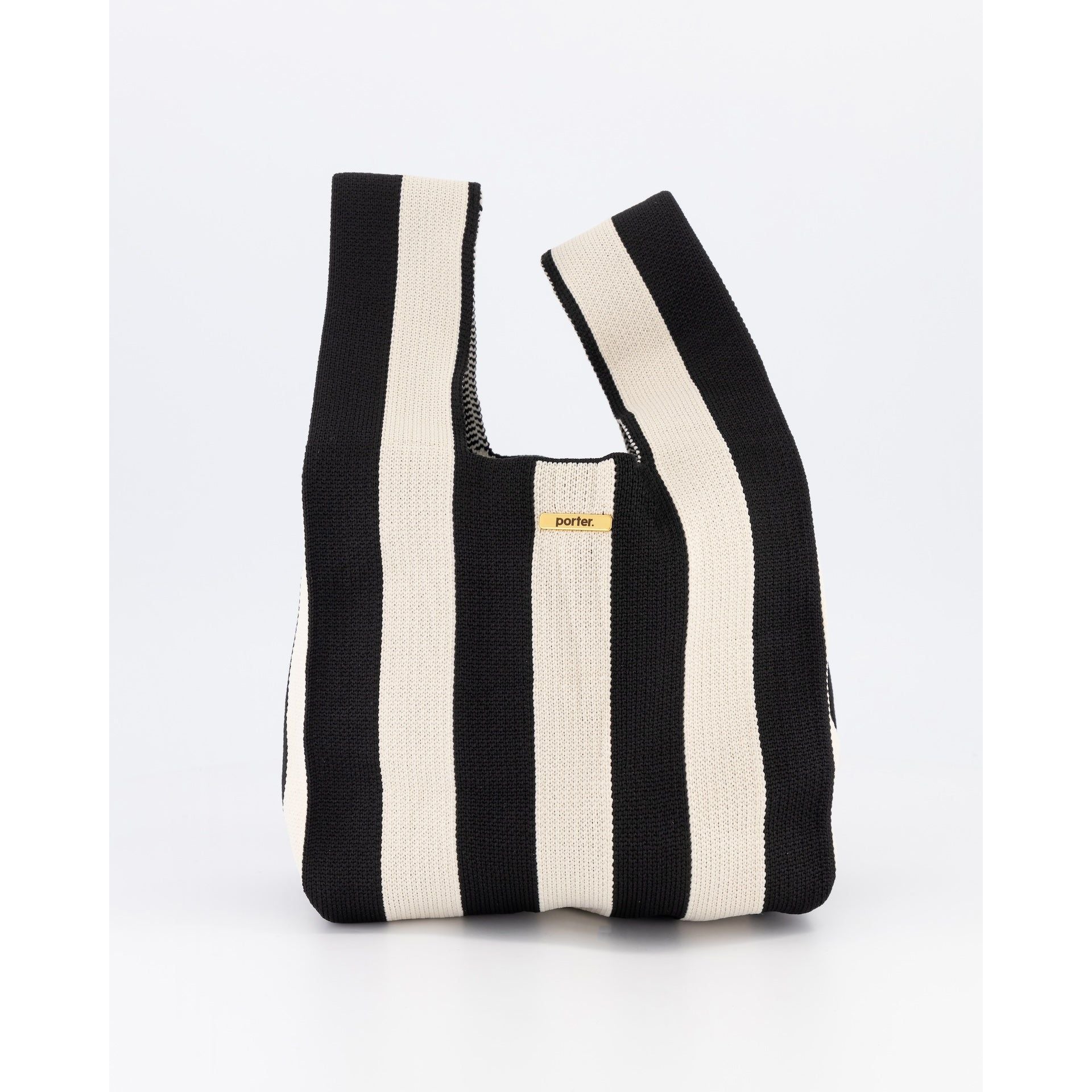 Black & Ivory Striped Mini Shopper – Porter