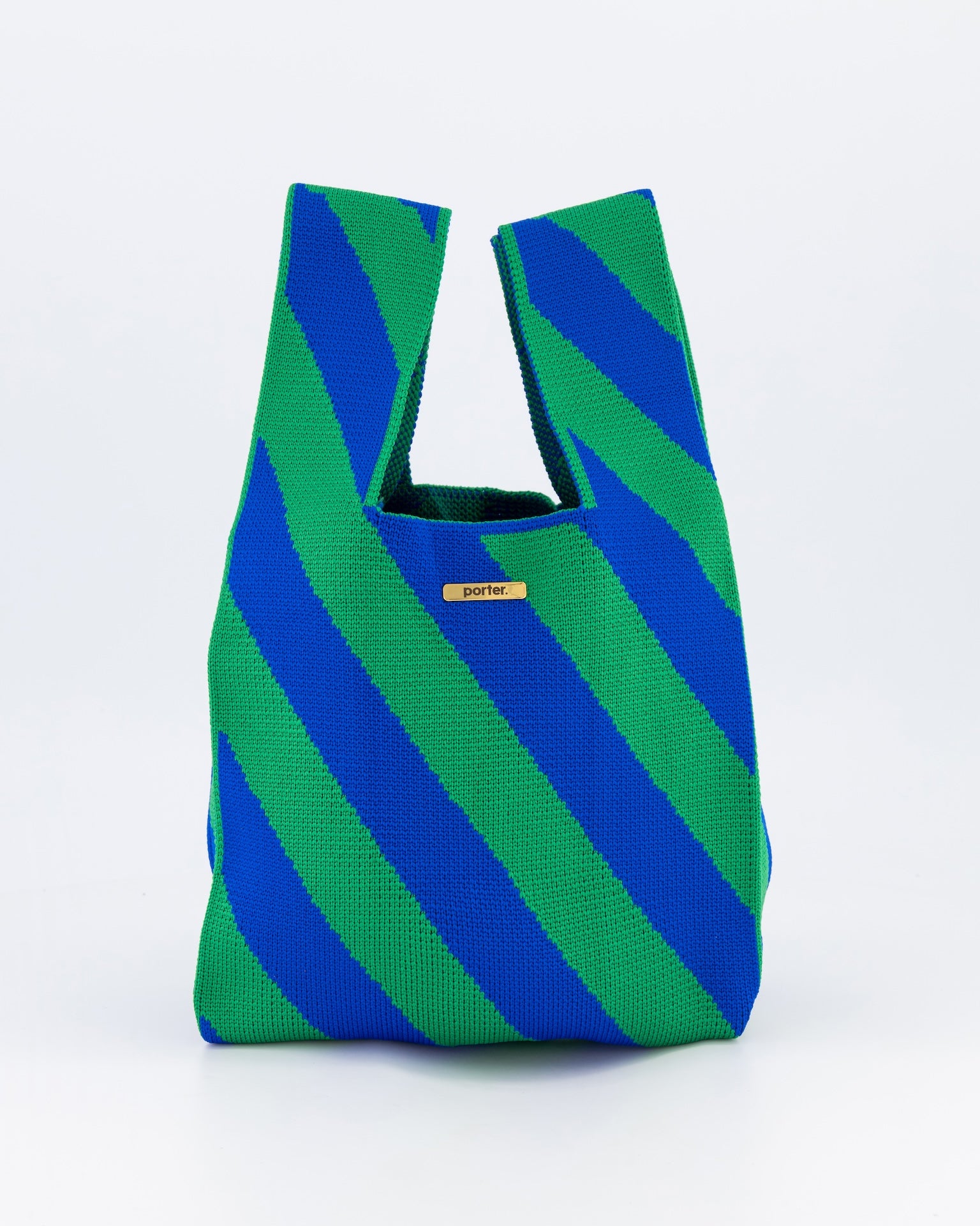 Green & Navy Diagonal Stripe Mini Shopper – Porter