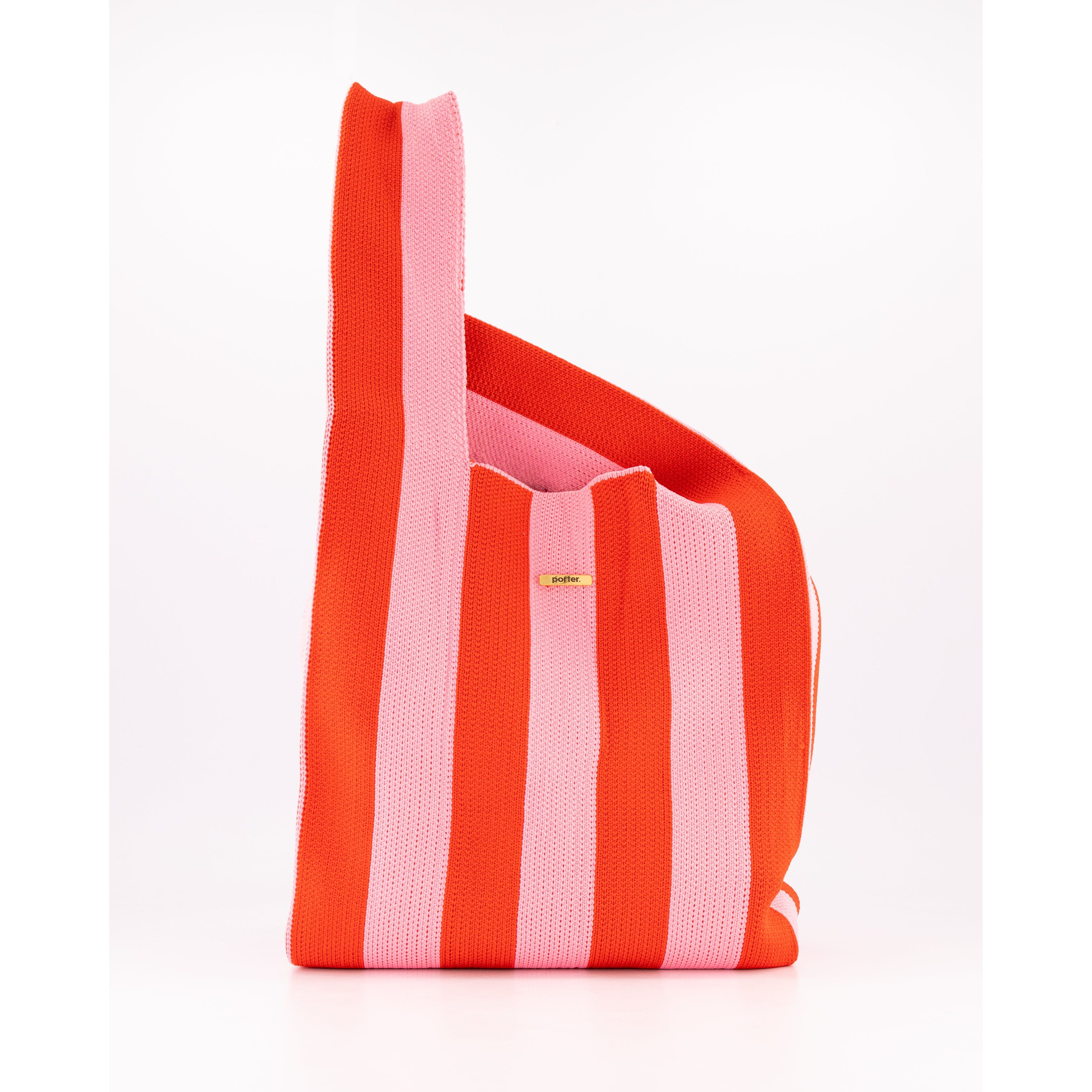 Red & Pink Vertical Stripe Shopper – Porter