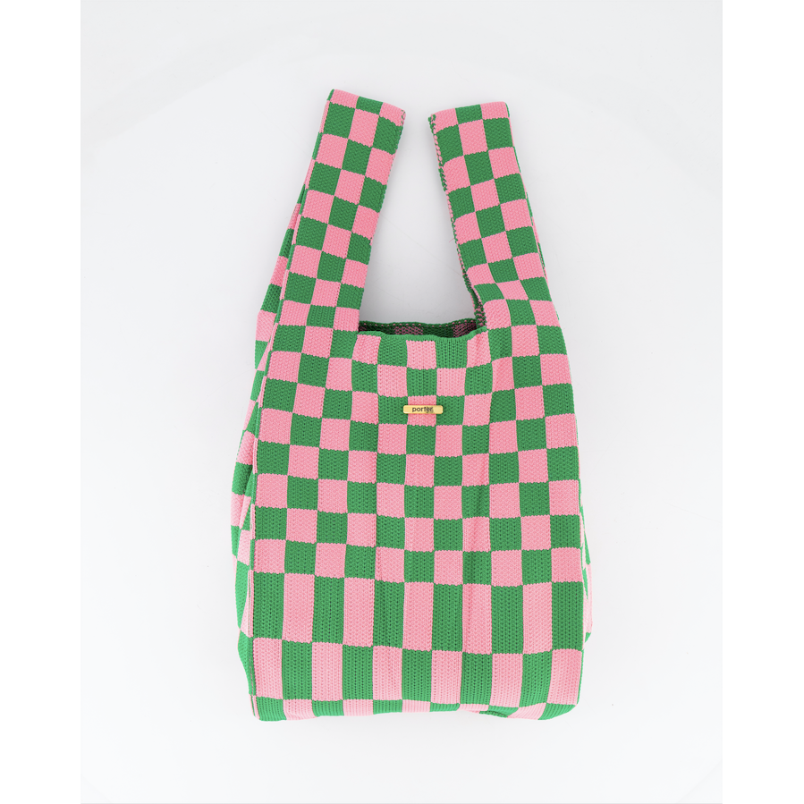 Green & Pink Check Shopper – Porter